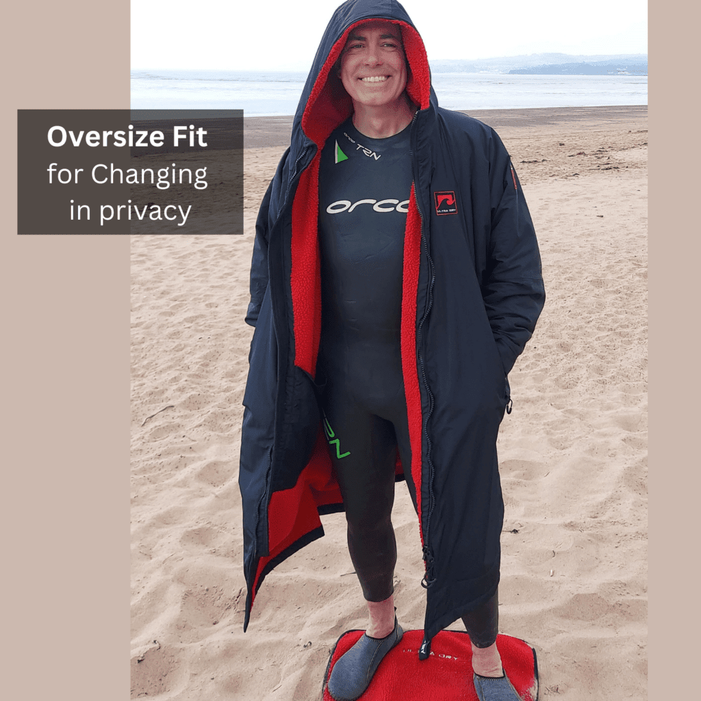 Ultra Dry waterproof changing robe with soft Sherpa Fleece Lining